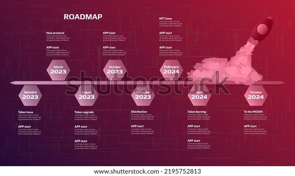 Horizontal Roadmap Hexagon Stages Launching Spacecraft: vetor stock ...