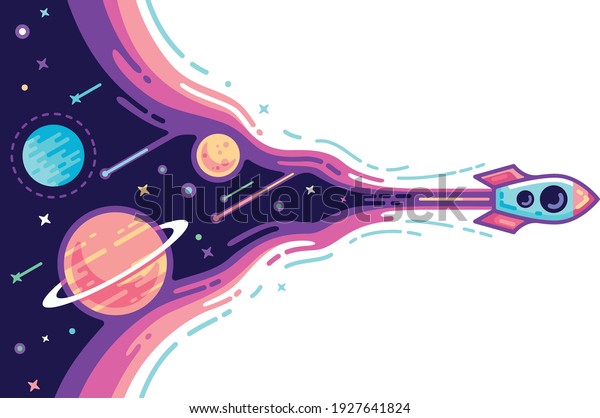 Horizontal Rocket Launch White Background Vector Stock Vector (Royalty ...