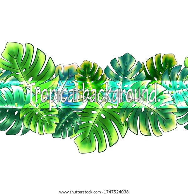 Horizontal Seamless Border Bright Green Leaves Stock Vector (Royalty ...