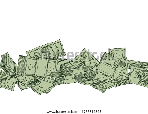 Horizontal Seamless Money Pattern Paper Banknotes Stock Vector (Royalty ...