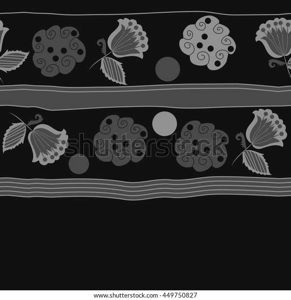 Horizontal Seamless Pattern Floral Motifs Doodles Stock Vector (Royalty ...