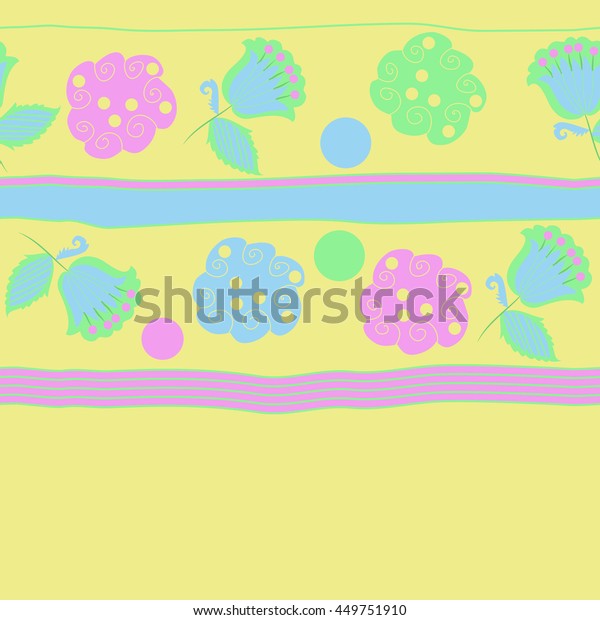 Horizontal Seamless Pattern Floral Motifs Doodles Stock Vector (Royalty ...