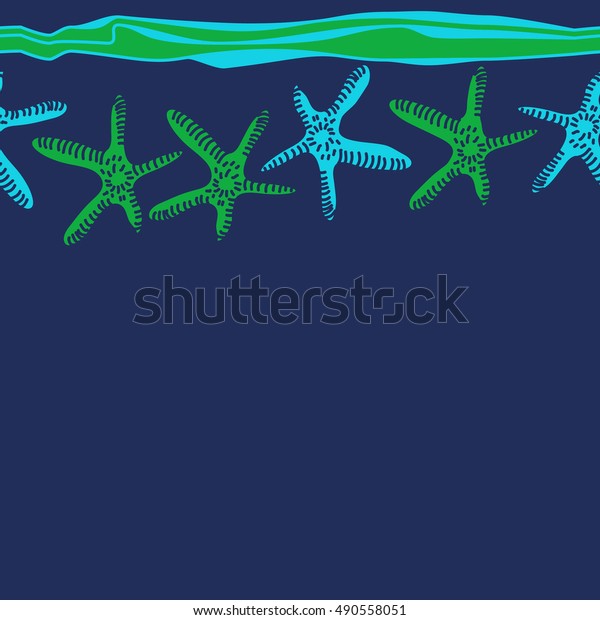 Horizontal Seamless Pattern Sea Motif Stripes Stock Vector (Royalty ...