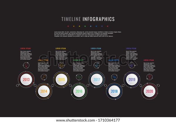 Horizontal Timeline Infographic White Round Elements Stock Vector ...
