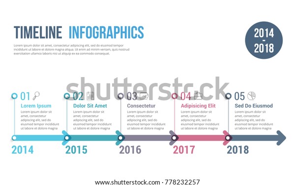 Horizontal Timeline Infographics Template Arrows Workflow Stock Vector ...