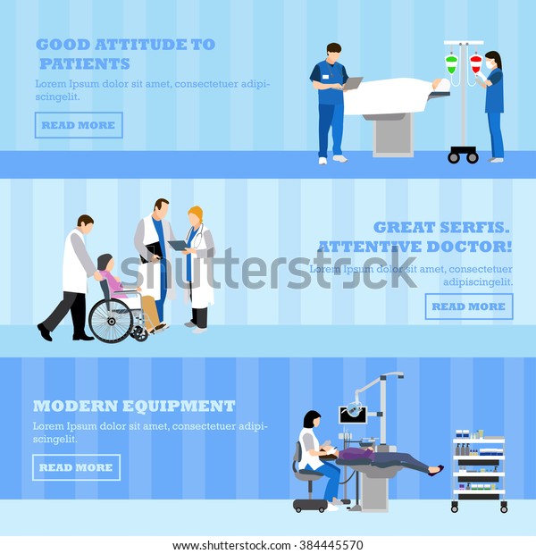 Horizontal Vector Banners Doctors Patients Hospital Stock Vector ...