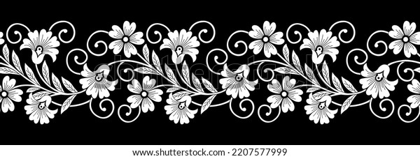 Diseño horizontal de borde floral vectorial: vector de stock (libre de ...