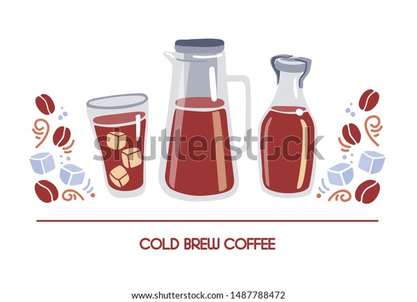 Horizontal Vector Illustration Cold Brew Coffee Stock Vector (Royalty ...