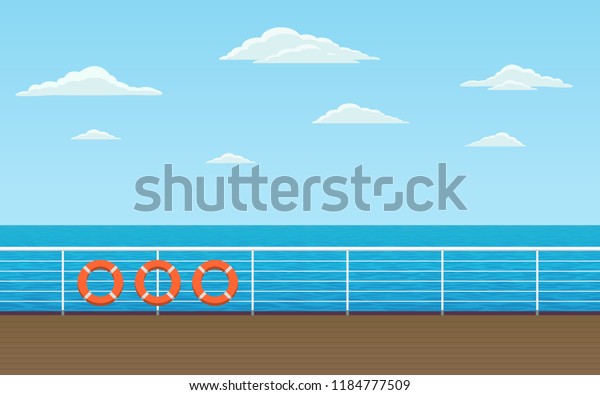 Horizontal View Ocean Ship Promenade Deck: vetor stock (livre de ...