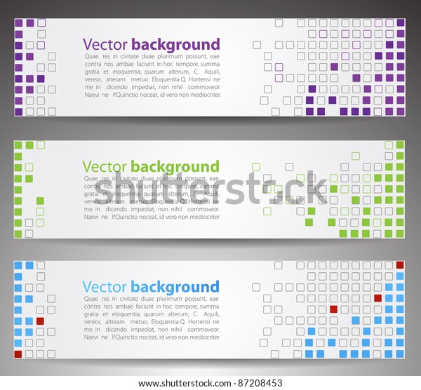 Horizontal Web Banners Pixel Art Vector Stock Vector (Royalty Free ...