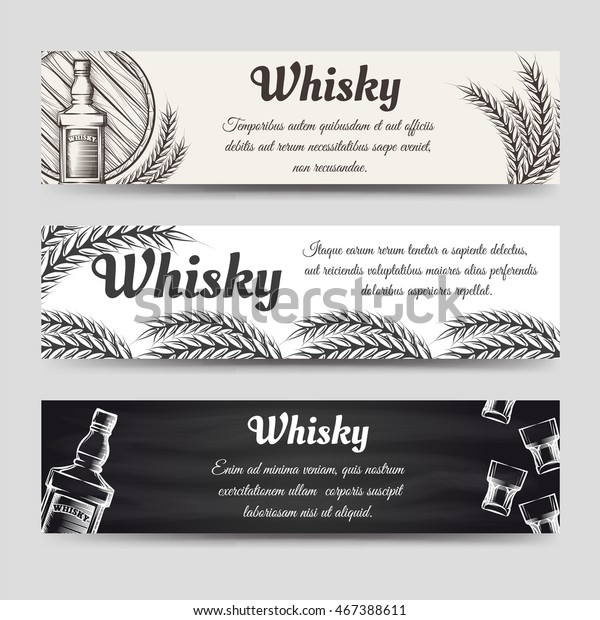 Horizontal Whisky Banners Set Banners Vector Stock Vector (Royalty Free ...
