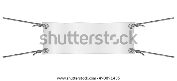 Horizontal White Banner Ropes Attached Each Stock Vector (Royalty Free ...