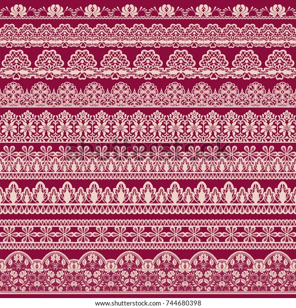 Horizontally Seamless Red Lace Background Lace: เวกเตอร์สต็อก (ปลอดค่า ...