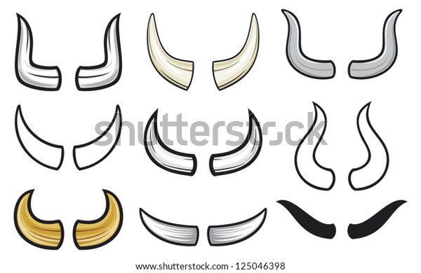 Horns Collection Stock Vector (Royalty Free) 125046398 | Shutterstock