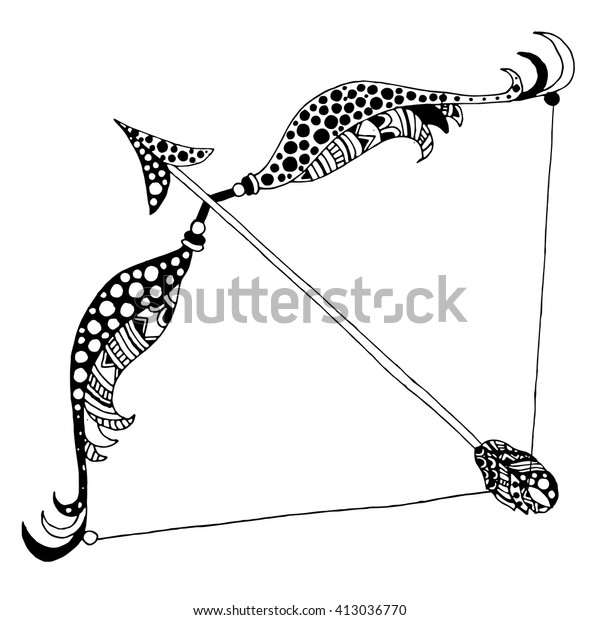 Stock vektor „Horoscopezodiac Sagittarius Sign Vectorized Hand Draw ...