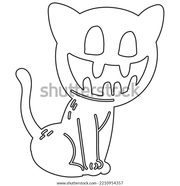 Horror Cat Halloween Vector Outline Icon Stock Vector (Royalty Free ...
