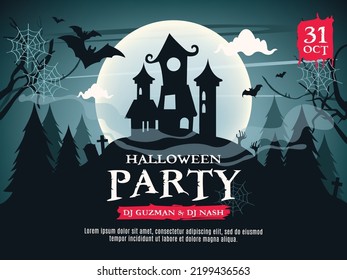 Horror Halloween On Blue Gradient Background Stock Vector (Royalty Free ...