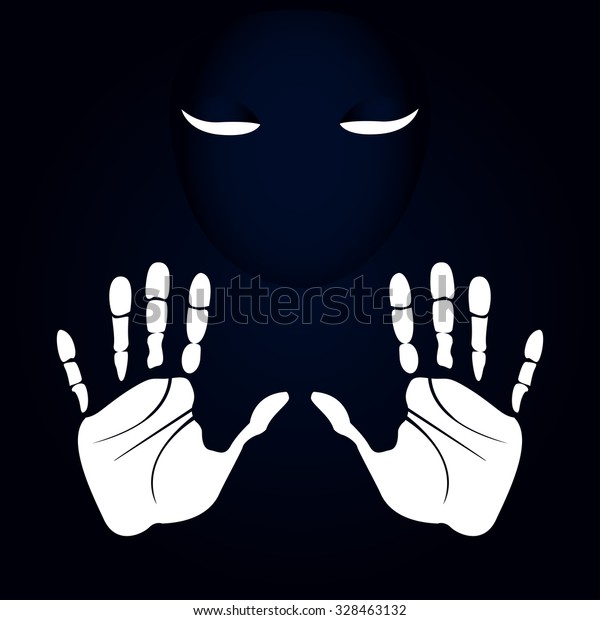 Vektor Stok Horror Handprints Vector Illustration Handprint On (Tanpa ...