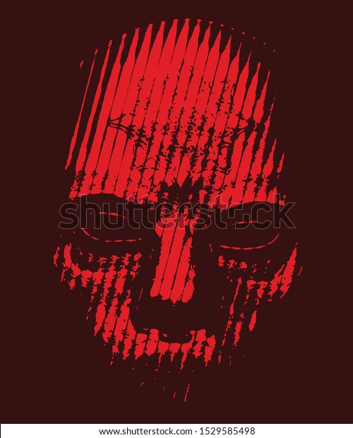 Horror Red Evil Skull Halftone Line Stock Vector (Royalty Free) 1529585498