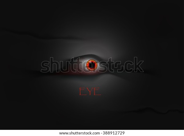 Horror Red Eye Behind Hole Concrete Stock Vector (Royalty Free ...