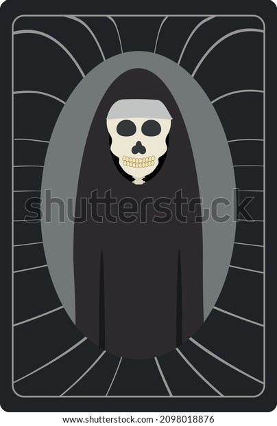Horror Retro Poster Nun Skeleton Stock Vector (Royalty Free) 2098018876