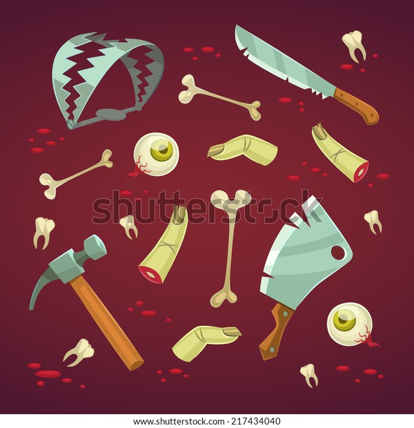Horror Set Halloween Poster Background Card Stock Vector (Royalty Free ...