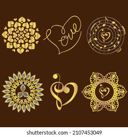 Horse Design Music Notes Hearts Gold Stock Vector (Royalty Free ...