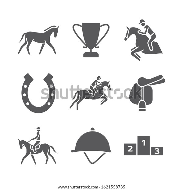 Horse Icons Set Equestrian Vector Signs Stock Vector (Royalty Free ...