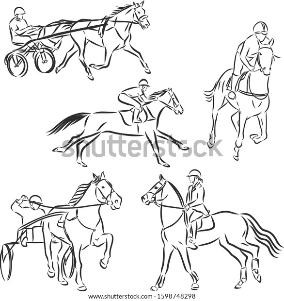 Horse Racing Set Vector Sketch Illustration Stock Vector (Royalty Free ...