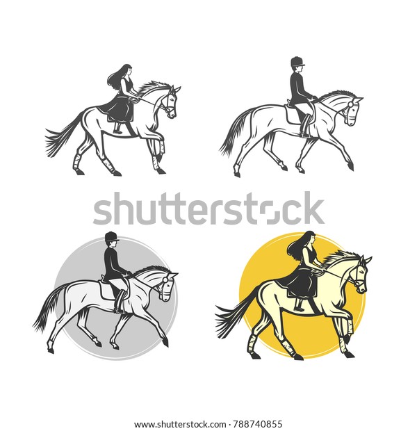 Horse Rider Black White Vector Objects Stock Vector (Royalty Free ...