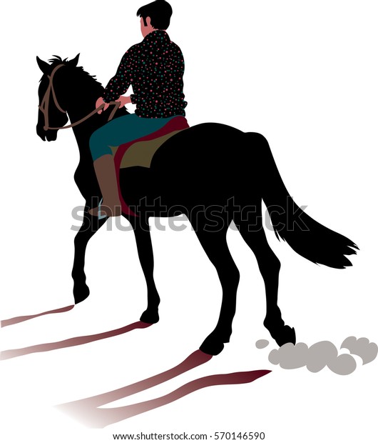 Horse Rider Galloping Stock Vector (Royalty Free) 570146590 | Shutterstock