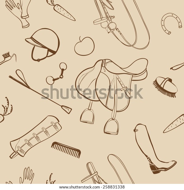 Horse Riding Tack Seamless Pattern Vector Stock Vector (Royalty Free ...