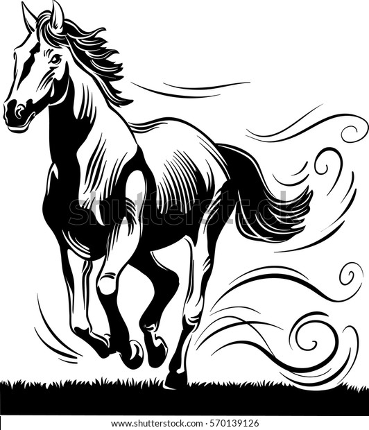 Horse Running Free Wind Stock Vector (Royalty Free) 570139126