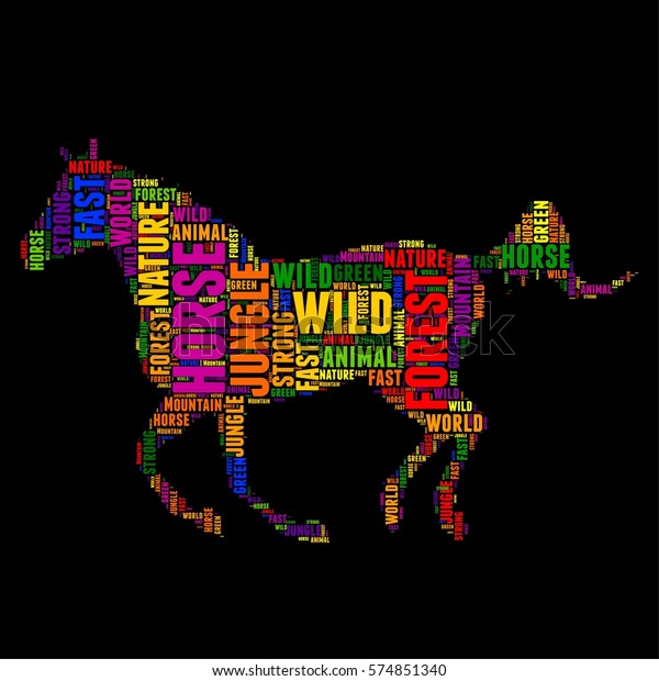 Horse Word Cloud Typography Colorful Vector Stock Vector (Royalty Free ...