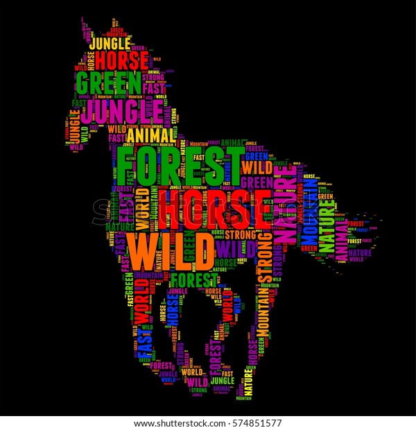 Horse Word Cloud Typography Colorful Vector Stock Vector (Royalty Free ...