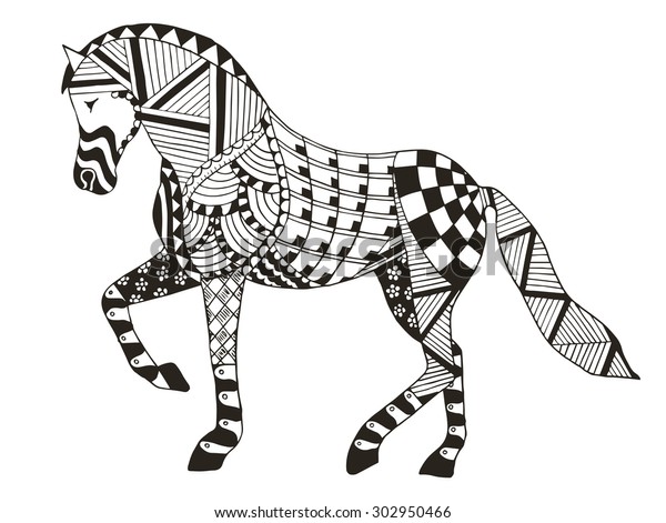 Horse Zentangle Stylized Vector Illustration Freehand Stock Vector ...