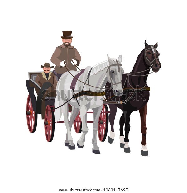 Horsedrawn Carriage Vector Illustration Isolated On Stock Vector ...