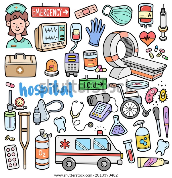 Hospital Colorful Graphics Elements Illustrations Vector Stock Vector ...