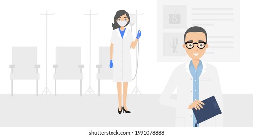 Hospital Doctors Nurses Working Injection Room Stock Vector (Royalty ...