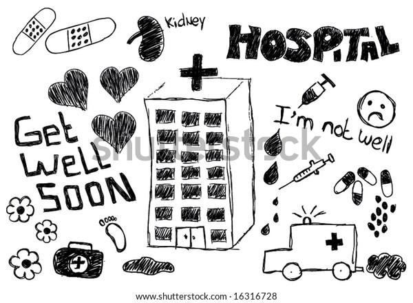 Hospital Doodle Stock Vector (Royalty Free) 16316728 | Shutterstock
