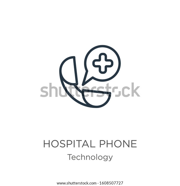 Hospital Phone Icon Thin Linear Hospital: vector de stock (libre de ...
