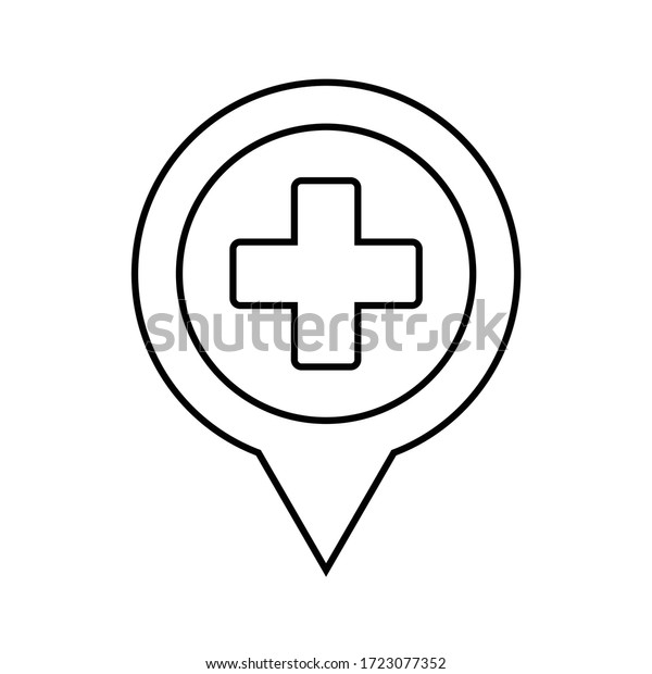 Hospital Pin Icon Hospital Map Point Stock Vector (Royalty Free) 1723077352