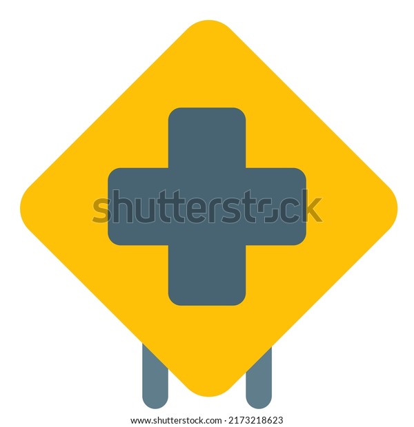 Vektor Stok Hospital Plus Sign Mark Warning Display (Tanpa Royalti ...