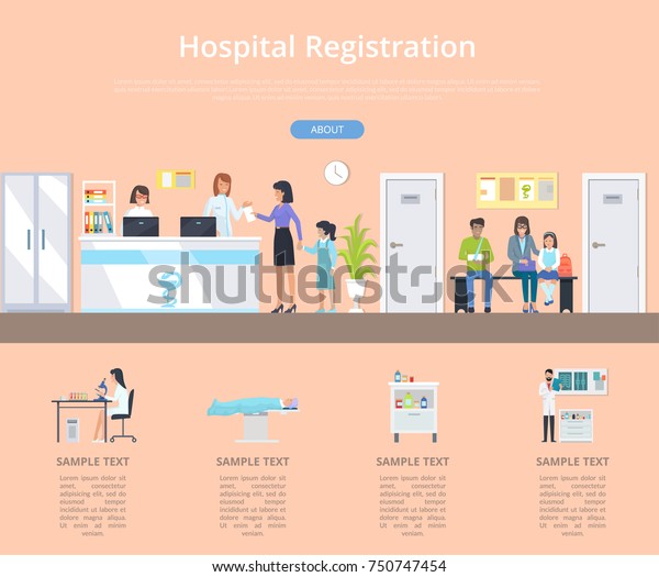 Hospital Registration Desk Two Nurses Few Stock Vector (Royalty Free ...