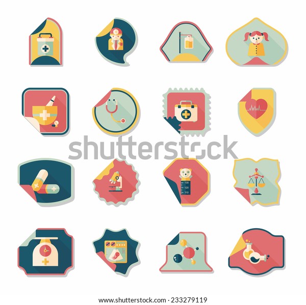 Hospital Sticker Flat Banner Background Set Stock Vector (Royalty Free ...