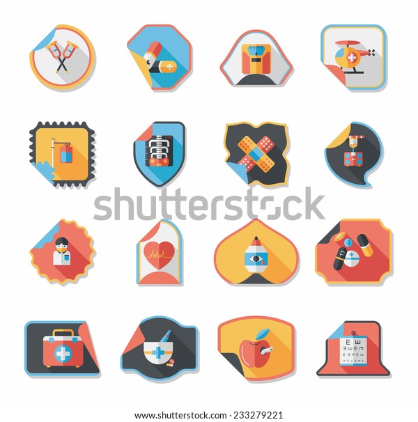 Hospital Sticker Flat Banner Background Set Stock Vector (Royalty Free ...