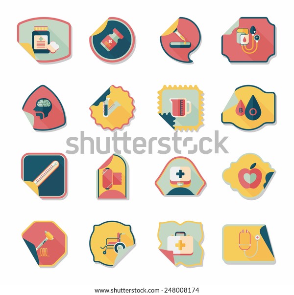 Hospital Sticker Flat Banner Background Set Stock Vector (Royalty Free ...
