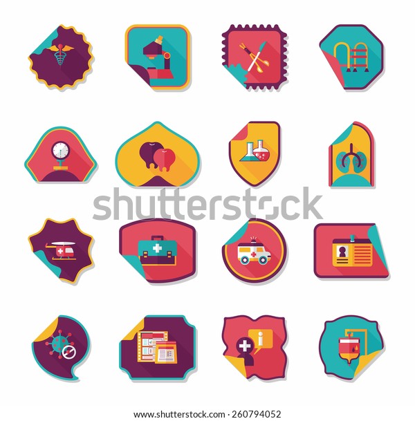 Hospital Sticker Flat Banner Background Set Stock Vector (Royalty Free ...