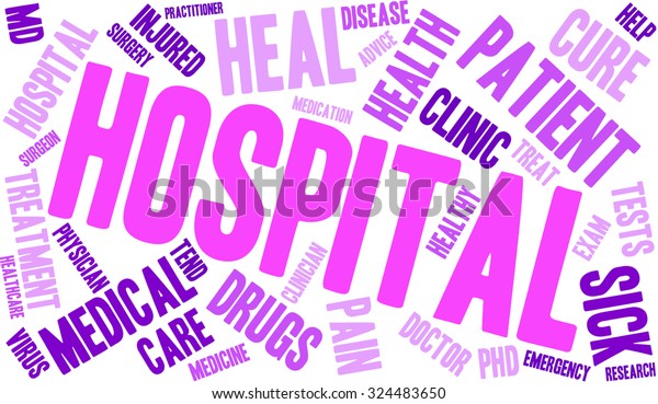 Hospital Word Cloud On White Background Stock Vector (Royalty Free ...
