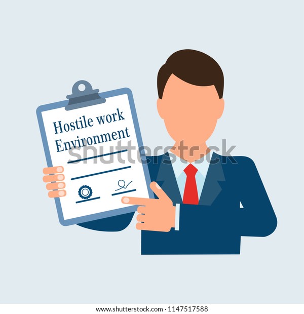 Hostile Work Environment Businessman Points Document Stock Vector ...